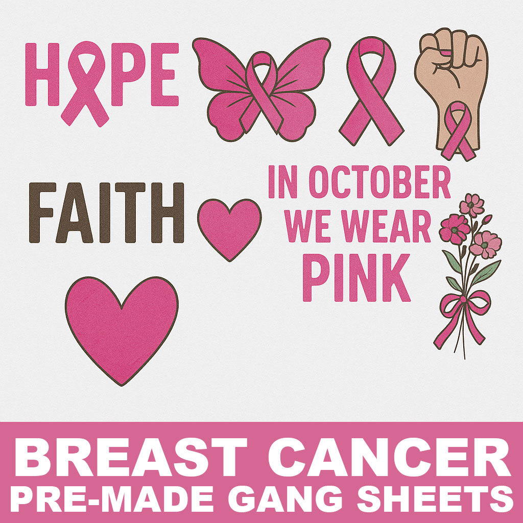Breast Cancer Awareness DTF Transfers - Pre-Made Gang Sheets – tagged ...